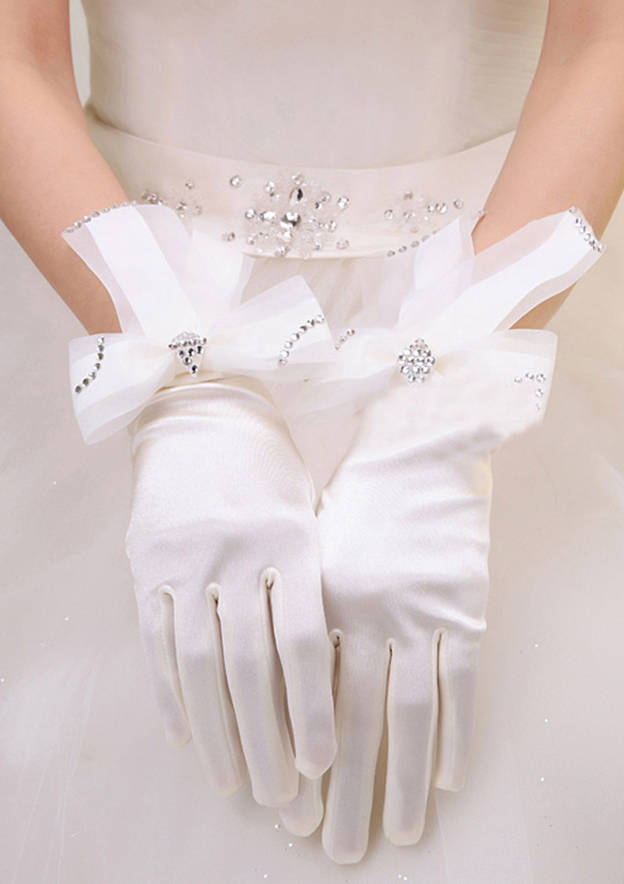 Length Satin Elbow With Bowknot Fingertips Bridal/Wedding Gloves